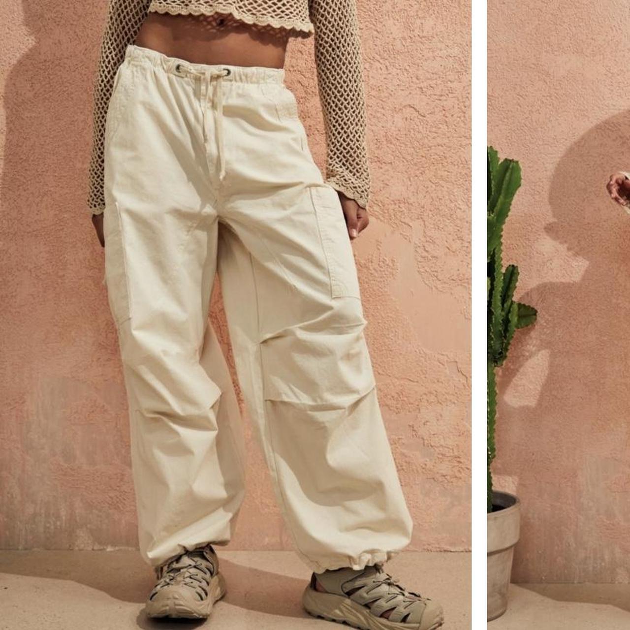 Jaded London cream tech cargo pants Hardly worn Size... - Depop