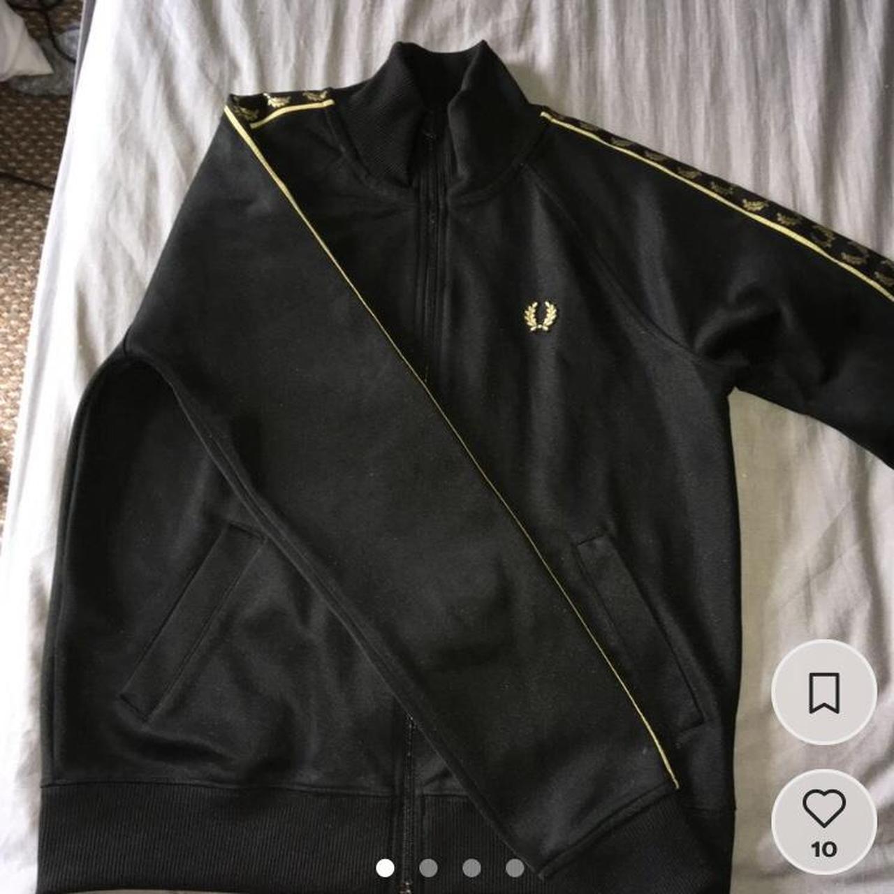 Fred Perry Track Jacket - Black and Gold.... - Depop