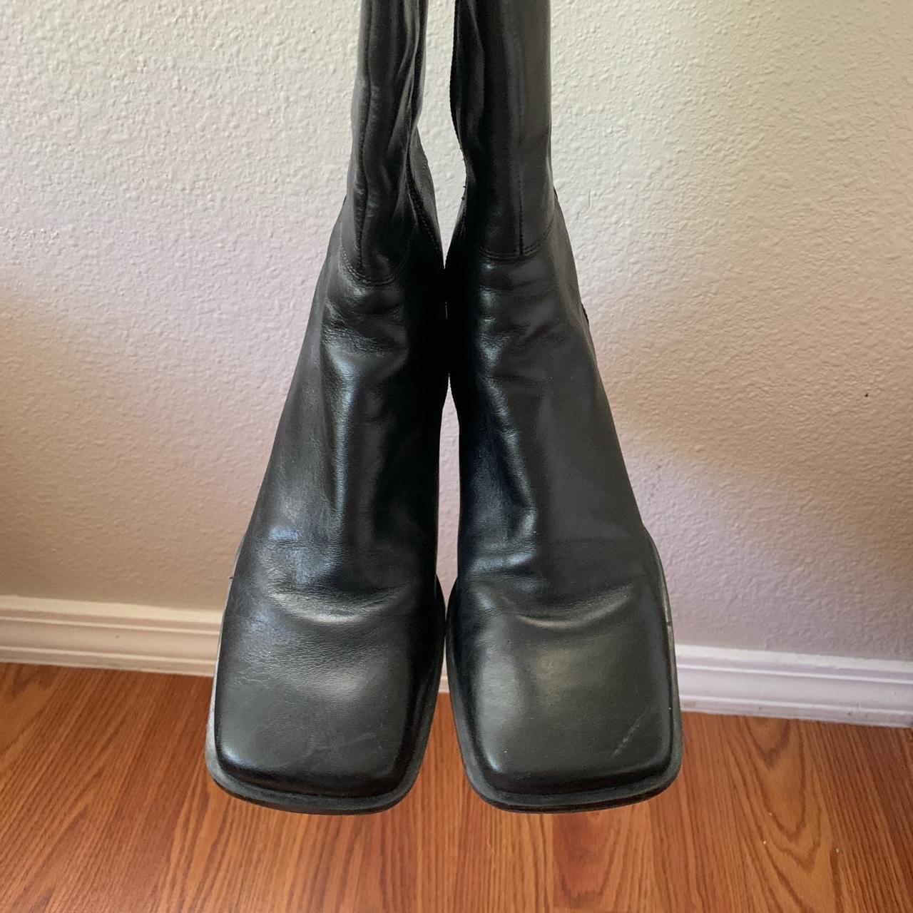 vintage 90s enzo angiolini black knee high boots.... - Depop