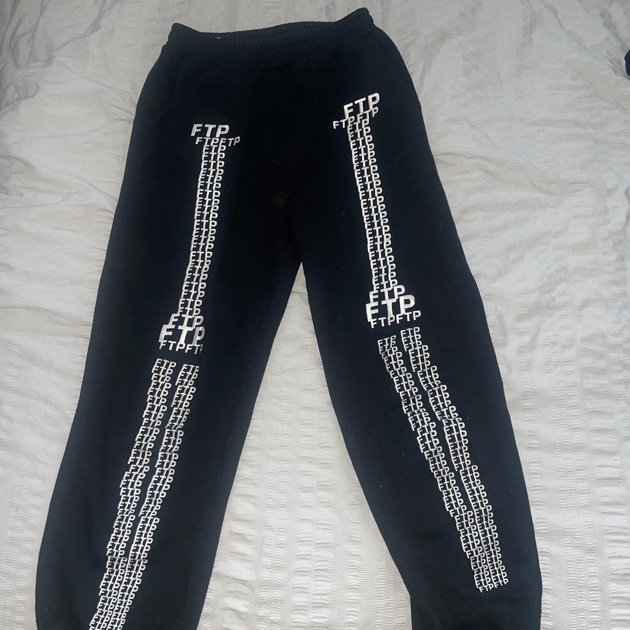 FTP Men's Black and White Joggers-tracksuits | Depop