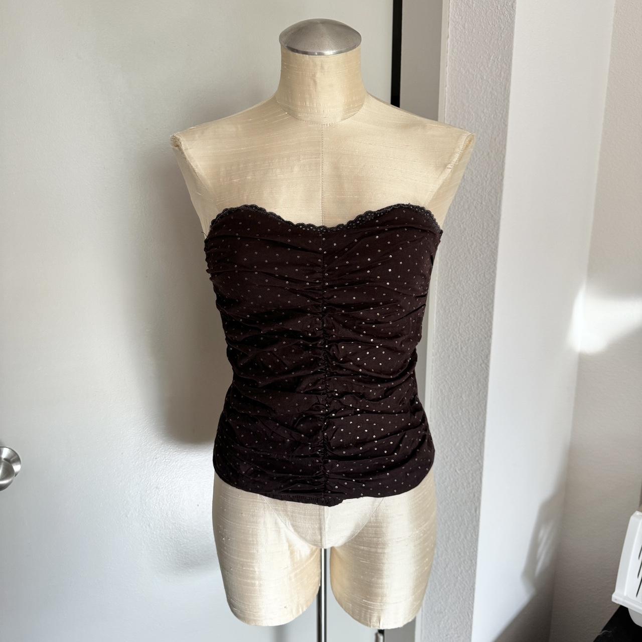 vintage y2k Agaci Too brown polka dot tube top with... - Depop