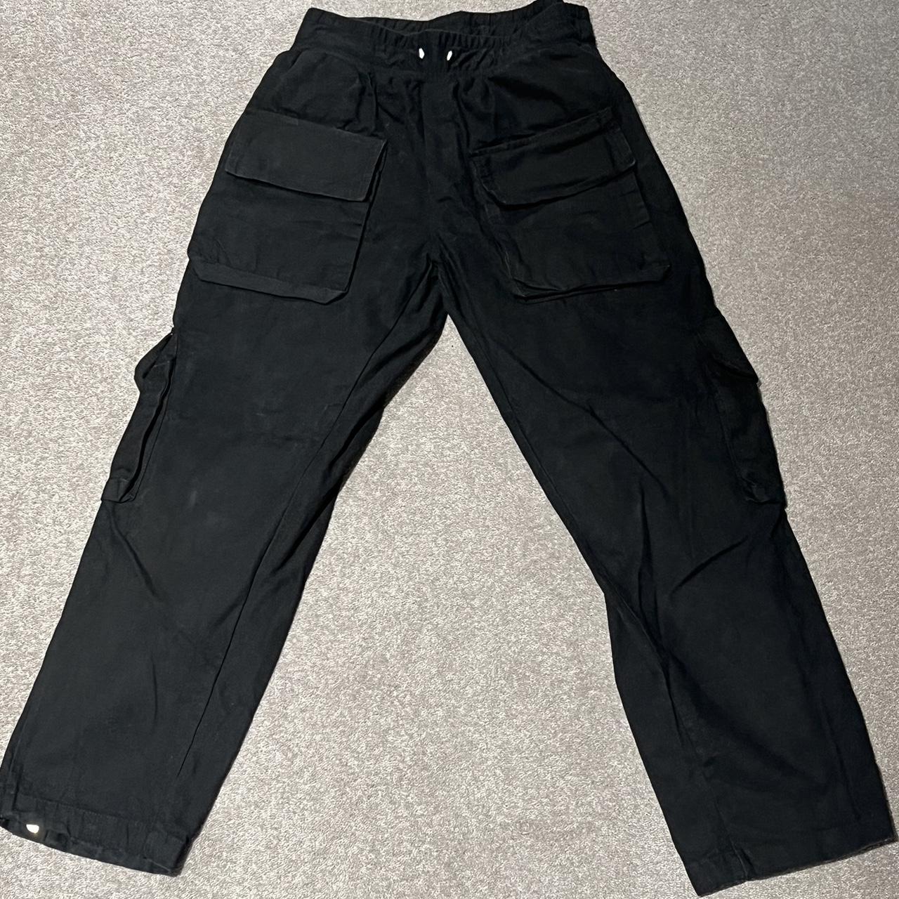 MNML LA BLACK CARGO PANTS NO DRAWSTRING - NO... - Depop
