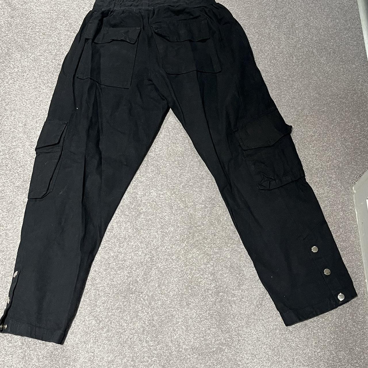 MNML LA BLACK CARGO PANTS NO DRAWSTRING - NO... - Depop