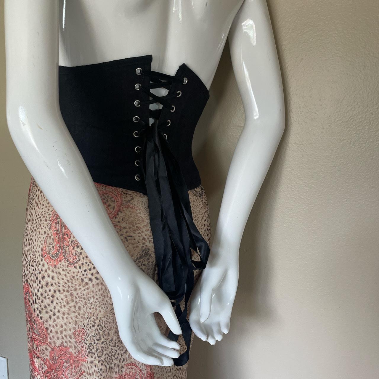 black corset!!! ribbon laced back labeled size... - Depop
