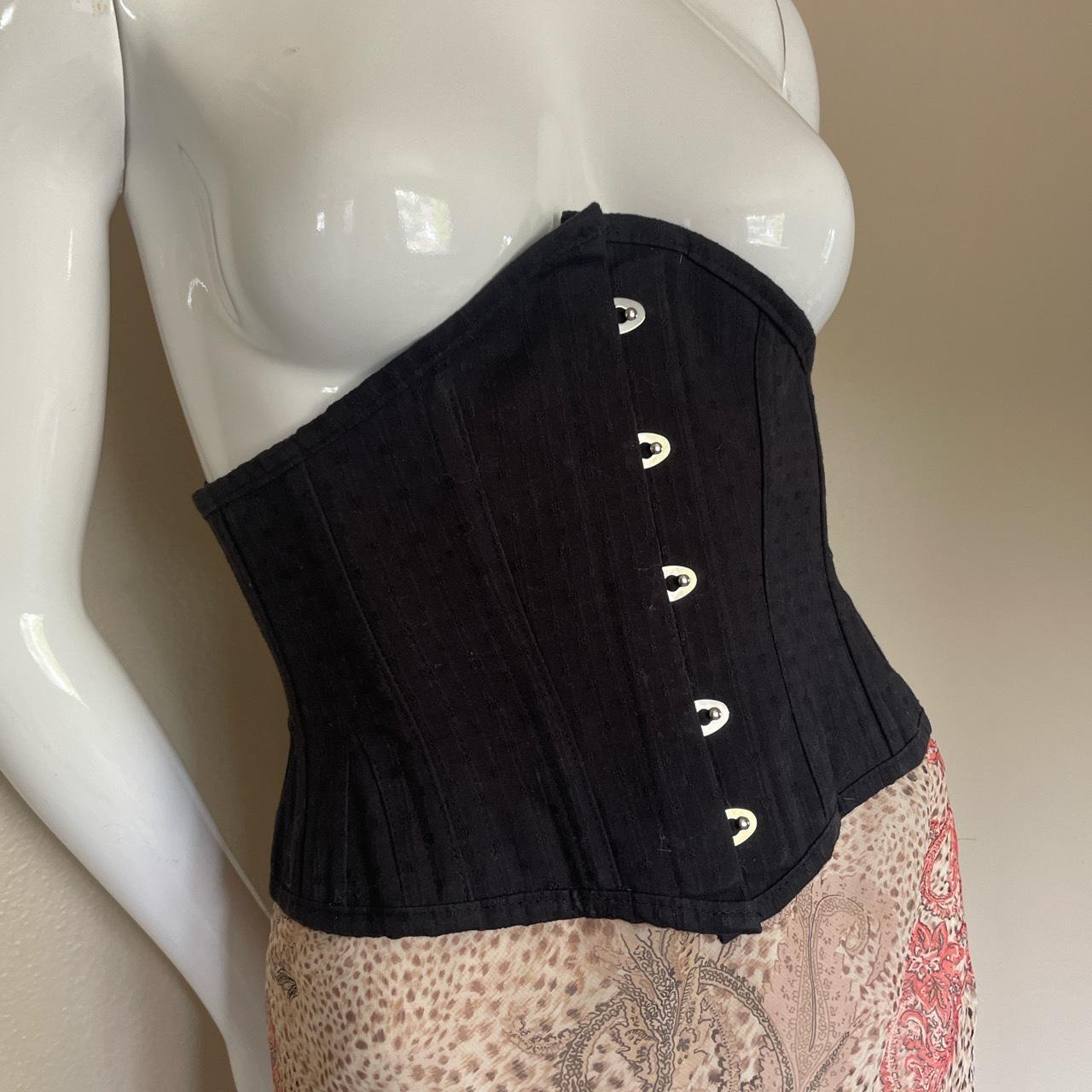 black corset!!! ribbon laced back labeled size... - Depop