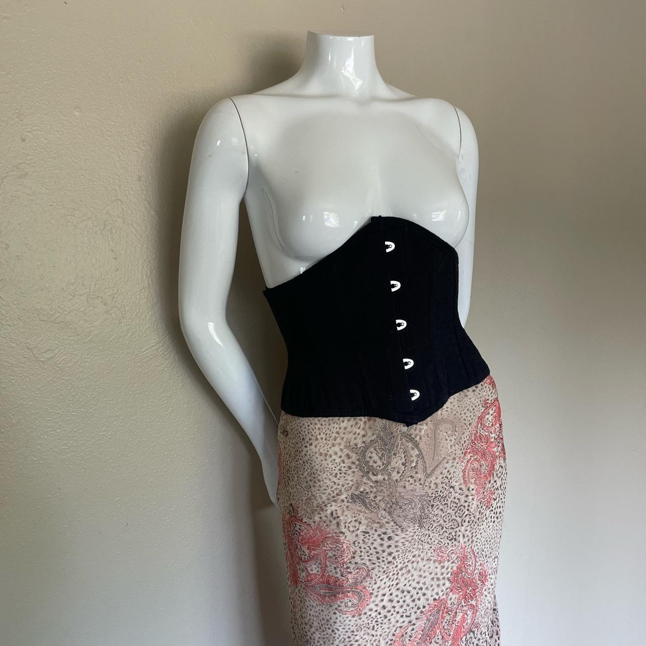 black corset!!! ribbon laced back labeled size... - Depop
