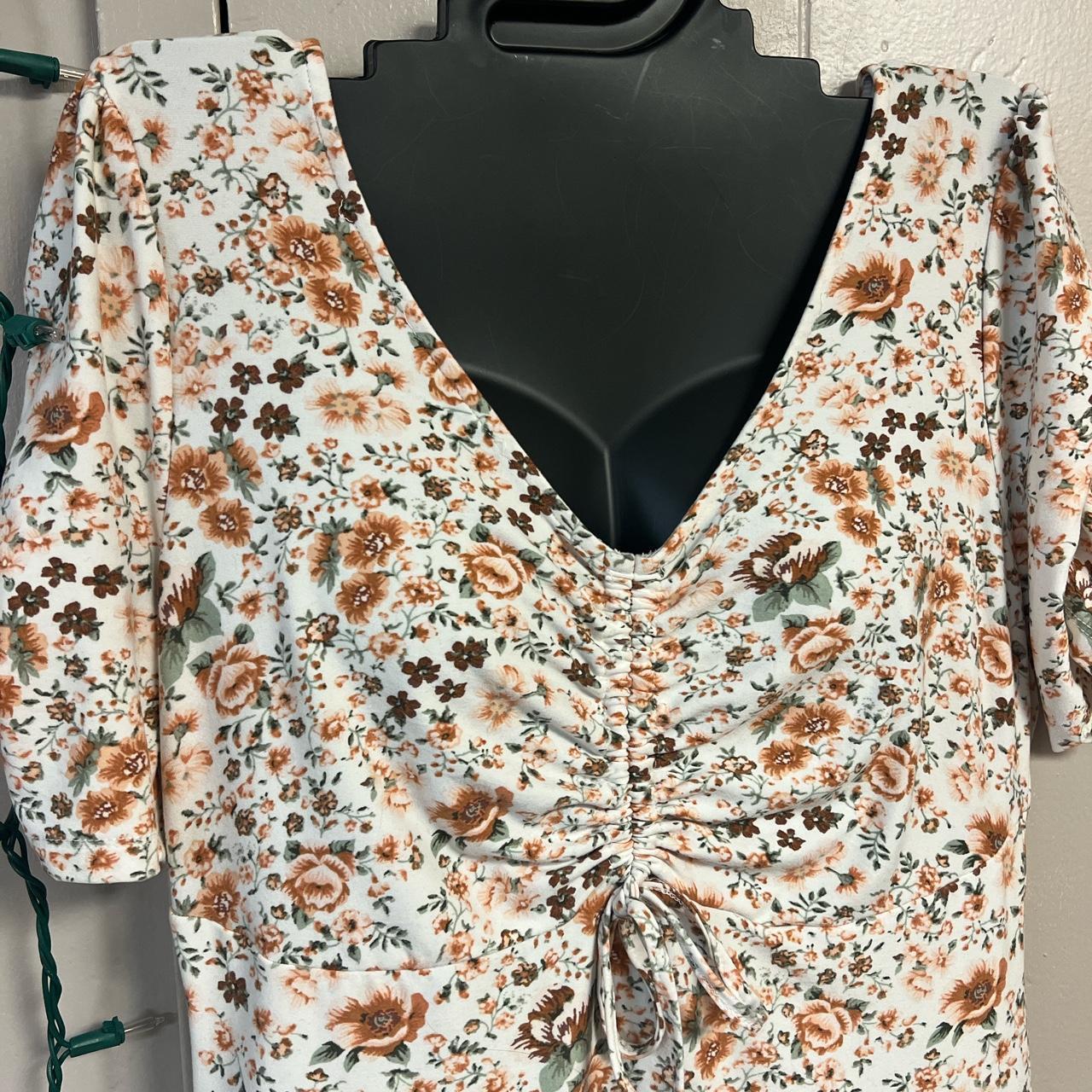 dainty yellow flowers dress bunching of fabric in... - Depop