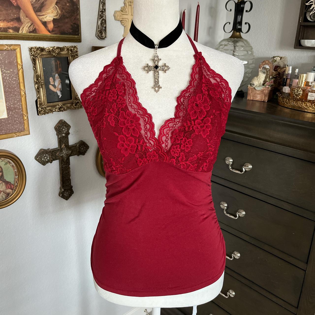 Vampire Goth / Whimsigoth Red Halter Top with... - Depop