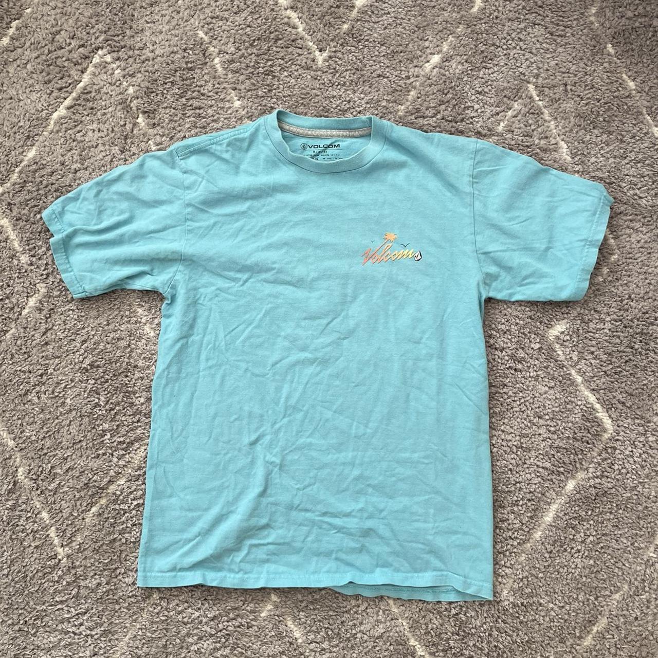 Light blue Hawaii Volcom t shirt with skeleton back... - Depop