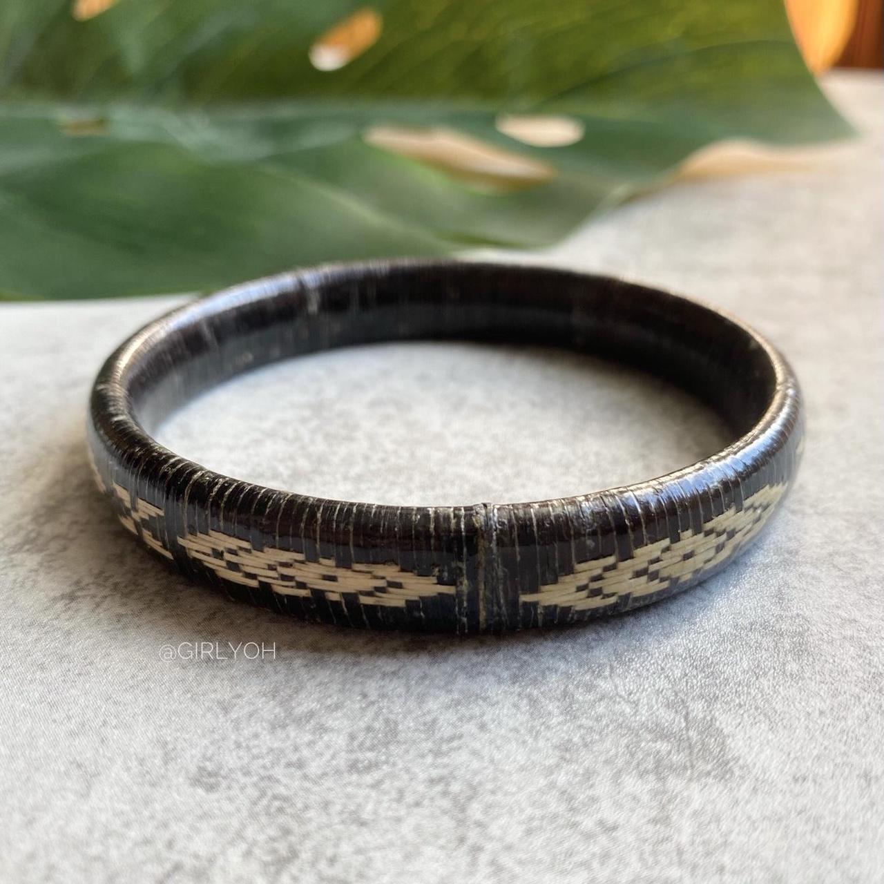 Southwest Rattan Raffia Grass Wrapped Woven Tribal... - Depop