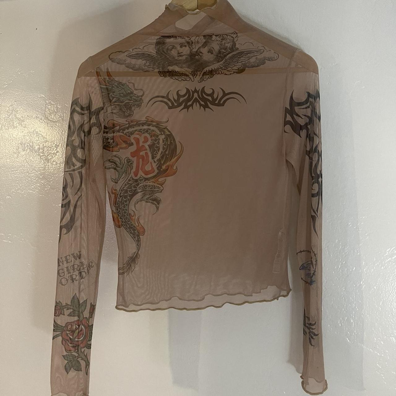 Tattoo Mesh Top New Girl Order #meshtattoo - Depop