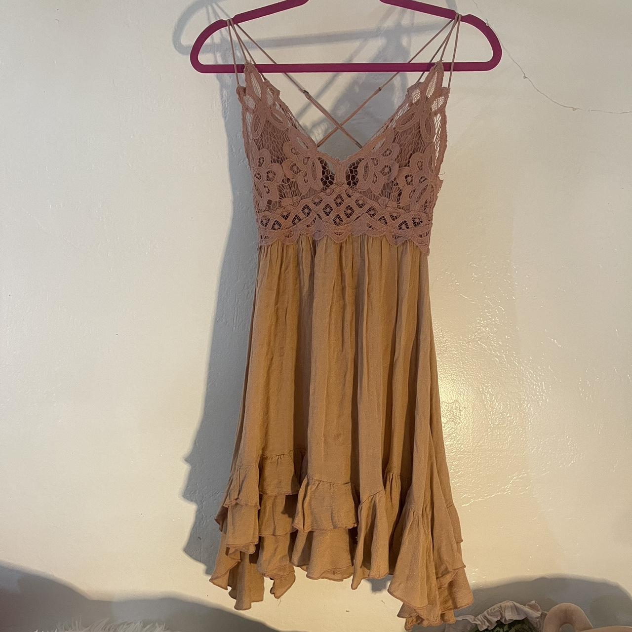 Free People Adella Pink Mini Dress Size: XS Small... - Depop