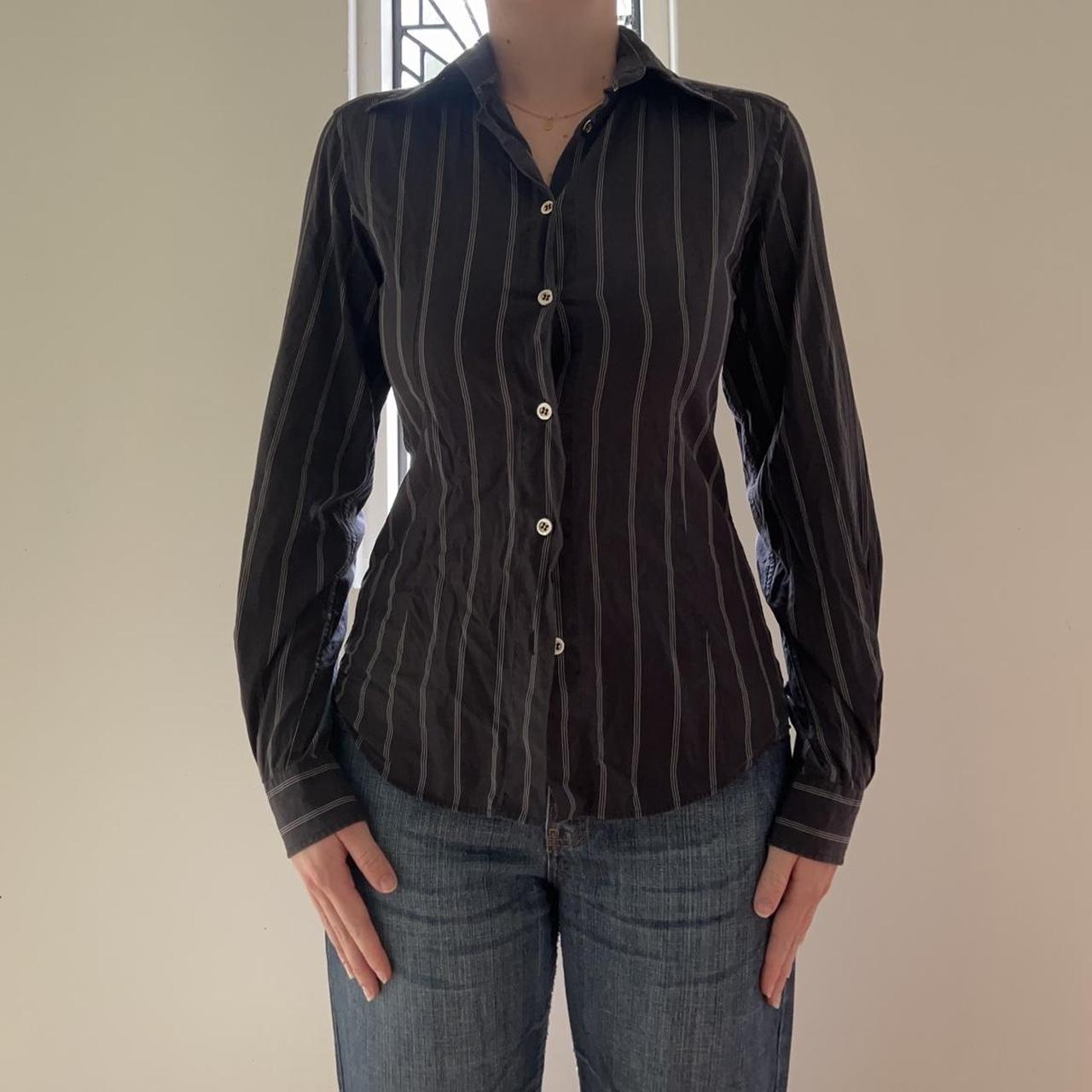 black pinstripe button-up ☆ perfect for corporate... - Depop