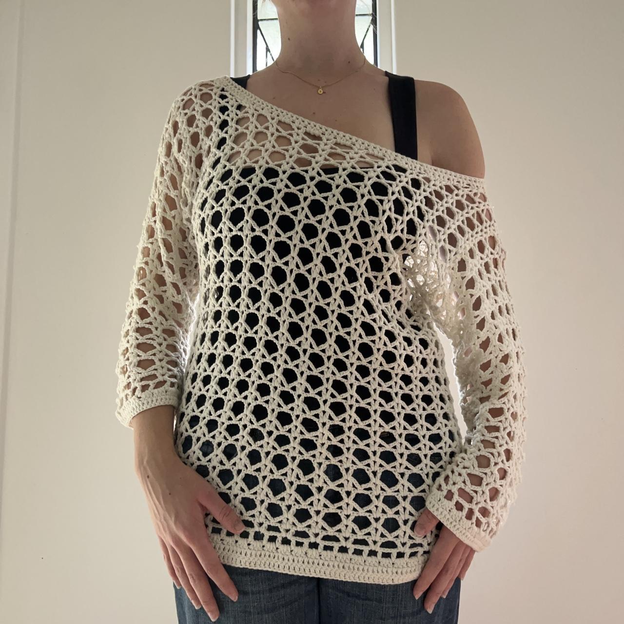white crochet top ☆ perfect as a beach coverup! ☆... - Depop