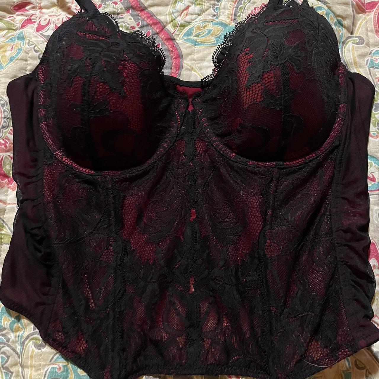FABIANI red and black vampy style corset top with... - Depop