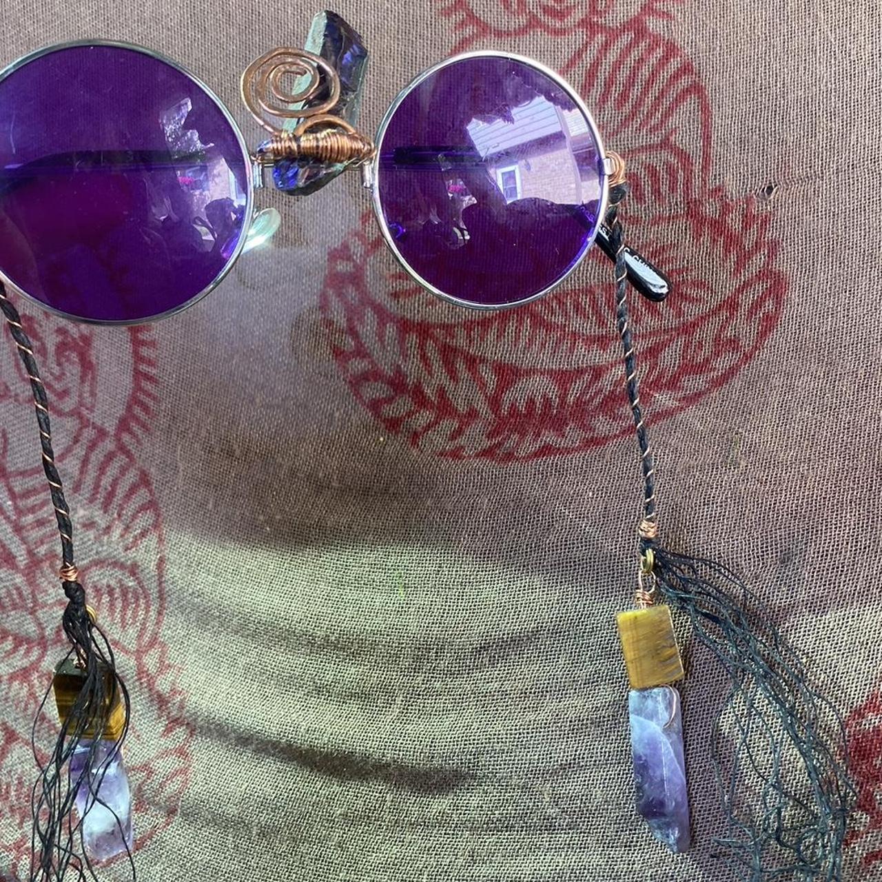Handcrafted Purple Color Therapy Round Third Eye... - Depop