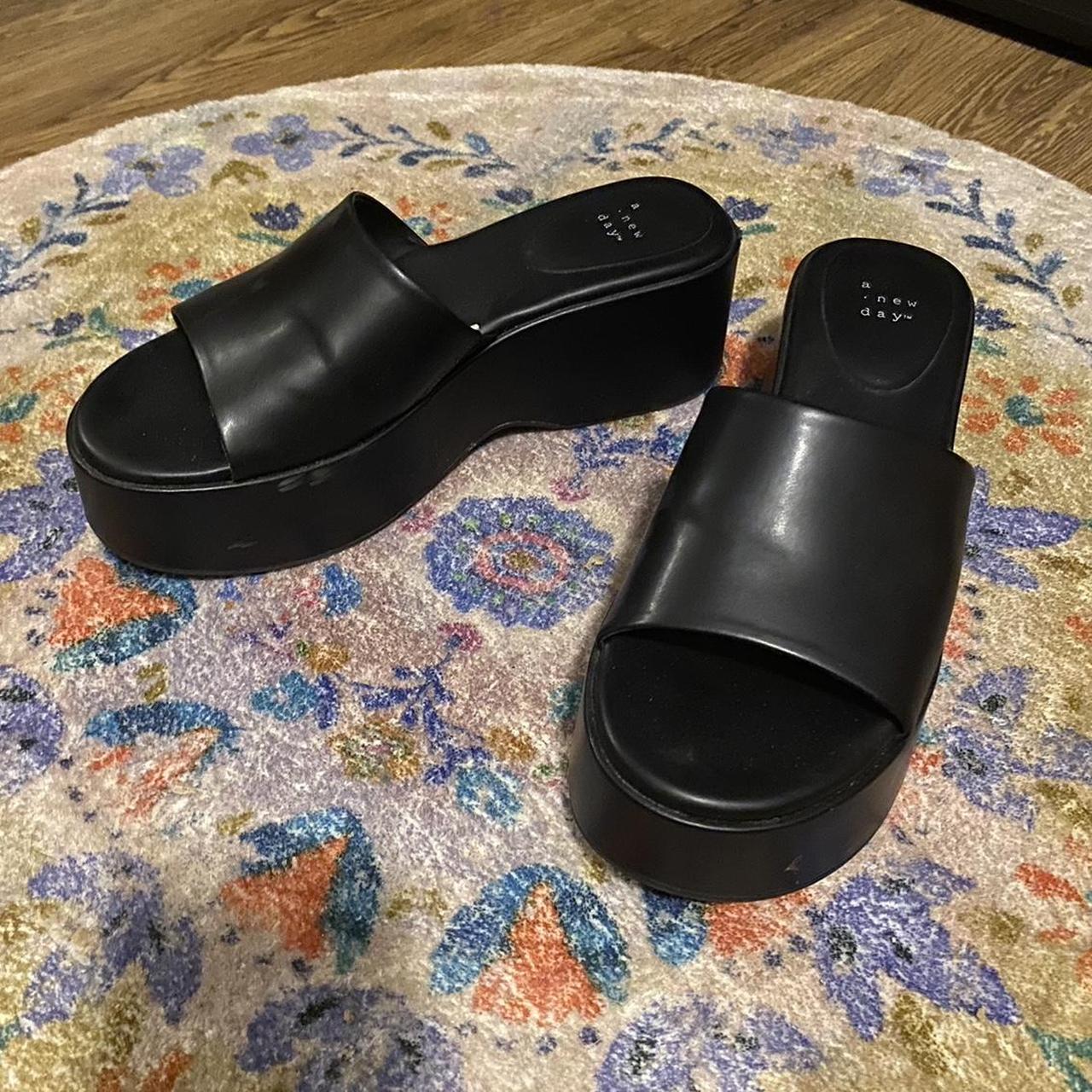 TARGET A NEW DAY BLACK PLATFORM SLIDE ON... - Depop