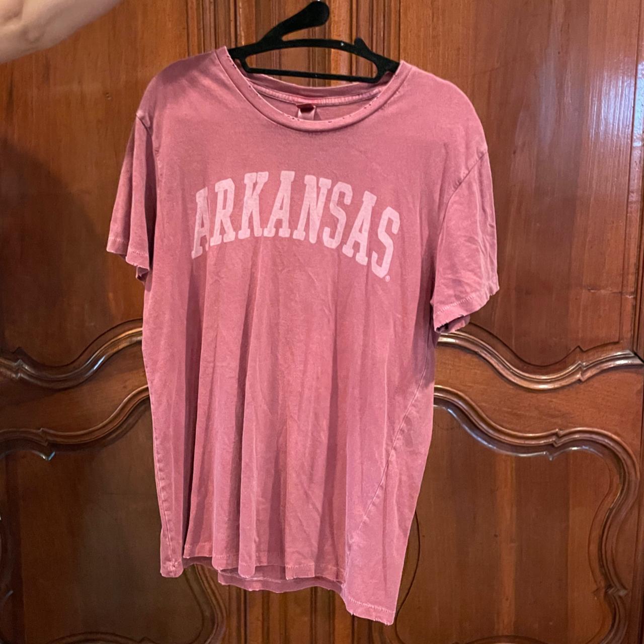 Red burgundy University of Arkansas T shirt by... - Depop