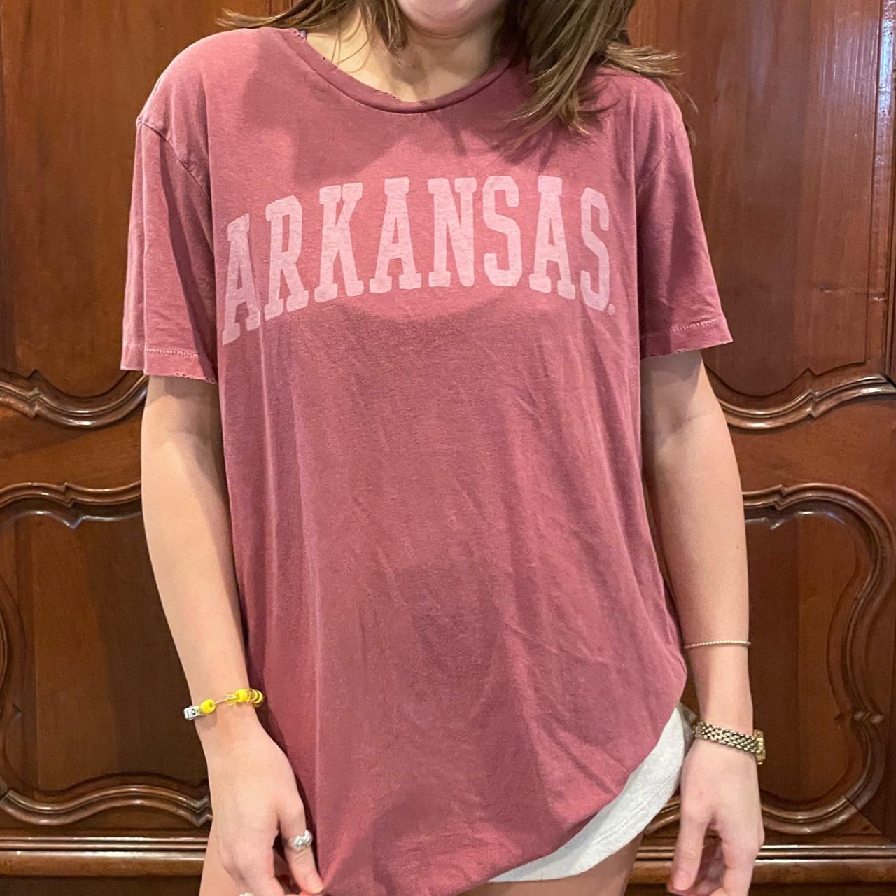 Red burgundy University of Arkansas T shirt by... - Depop