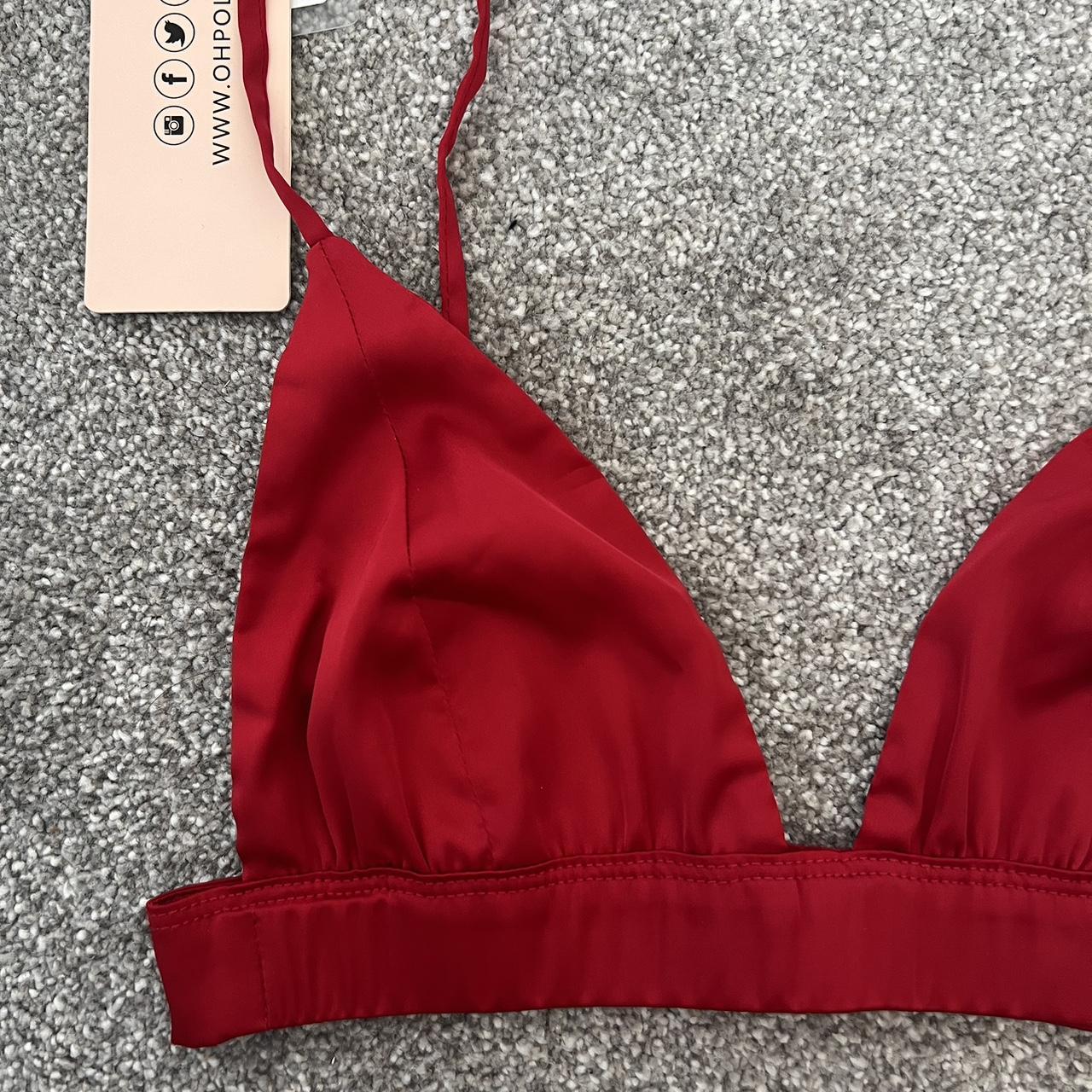 Oh Polly red satin triangle bralet Size XS BNWT - Depop