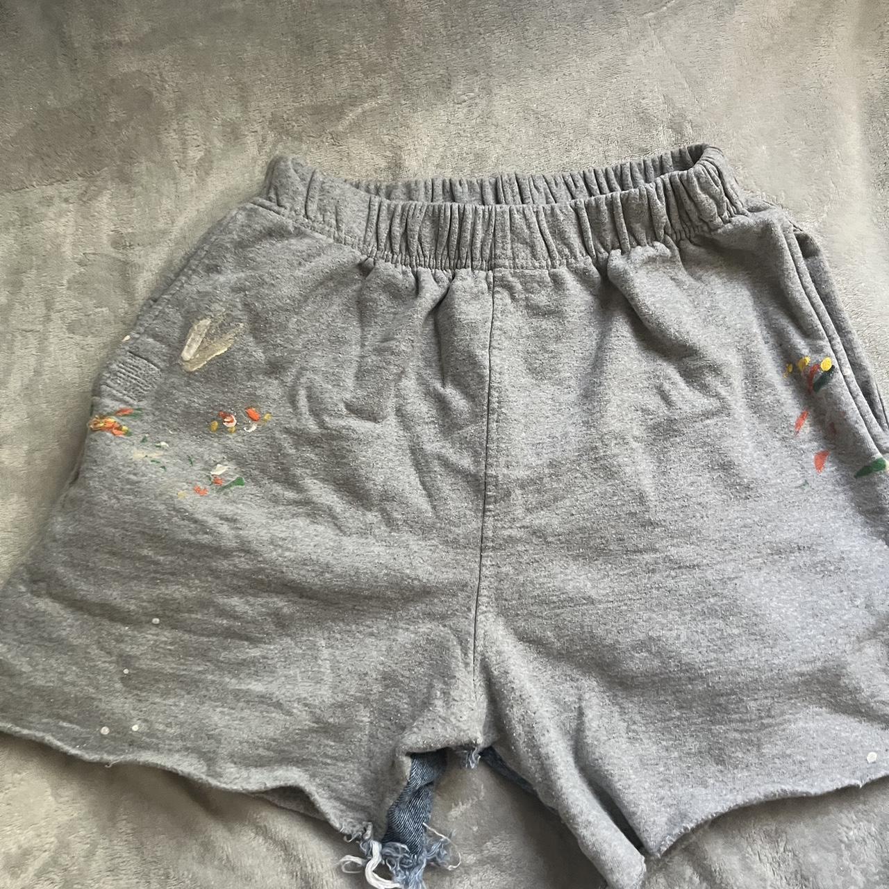 mnml cotton shorts with denim strip Size M- can fit... - Depop