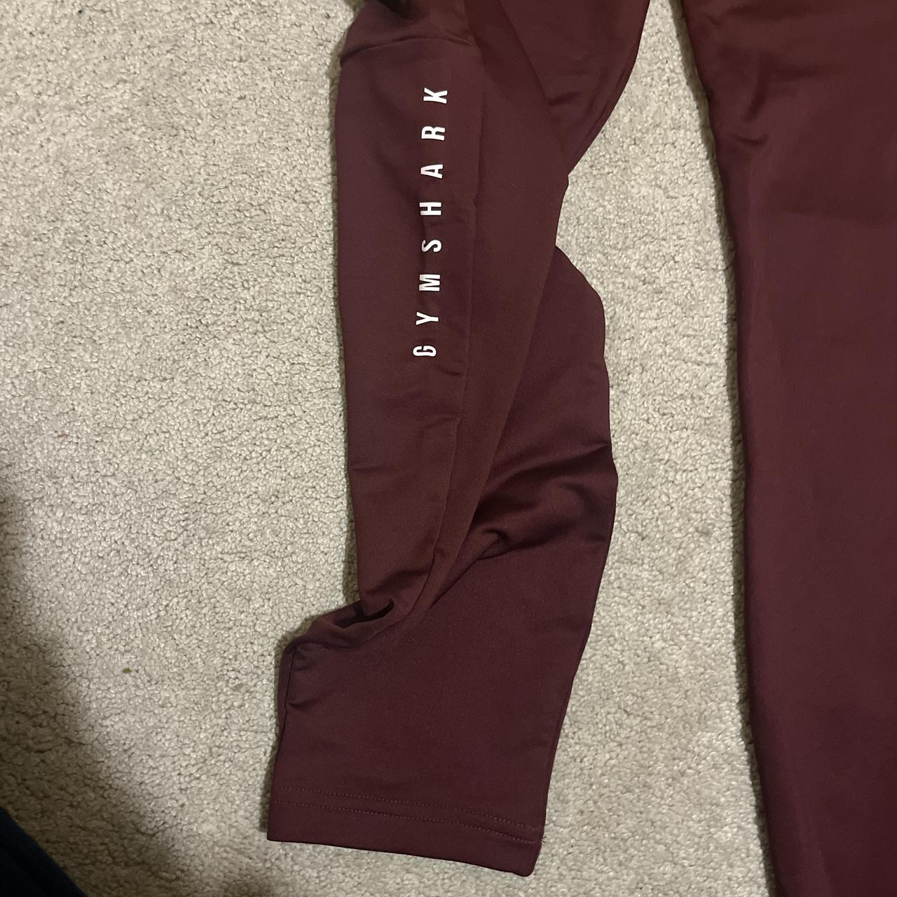 maroon gym shark joggers! size small, they have... | Depop