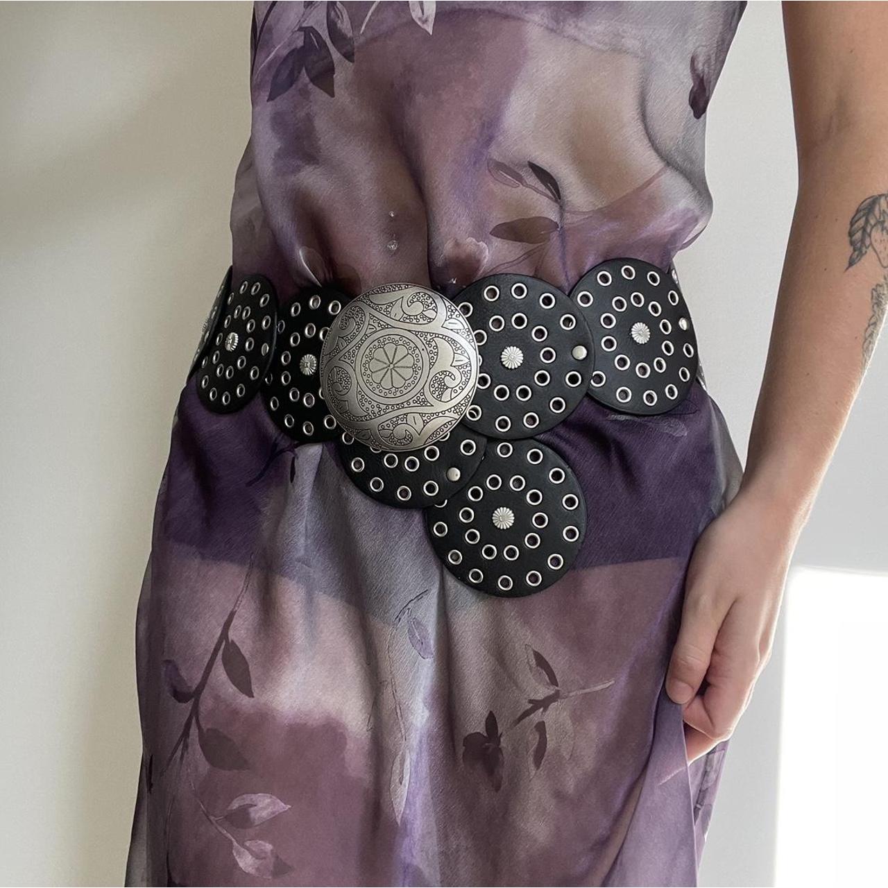 boho disc belt extra thick black/silver disc belt !... - Depop