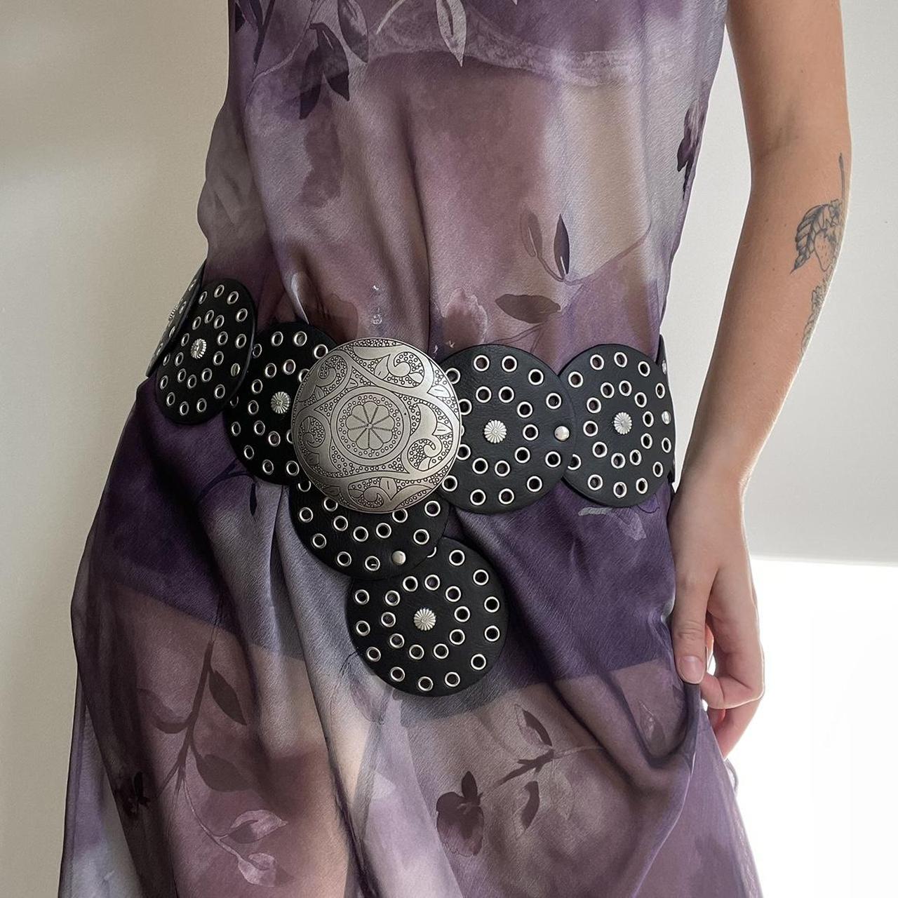 boho disc belt extra thick black/silver disc belt !... - Depop