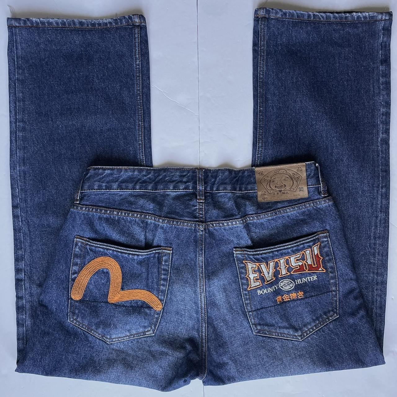 evisu baggy jeans straight leg/loose fitting evisu... - Depop