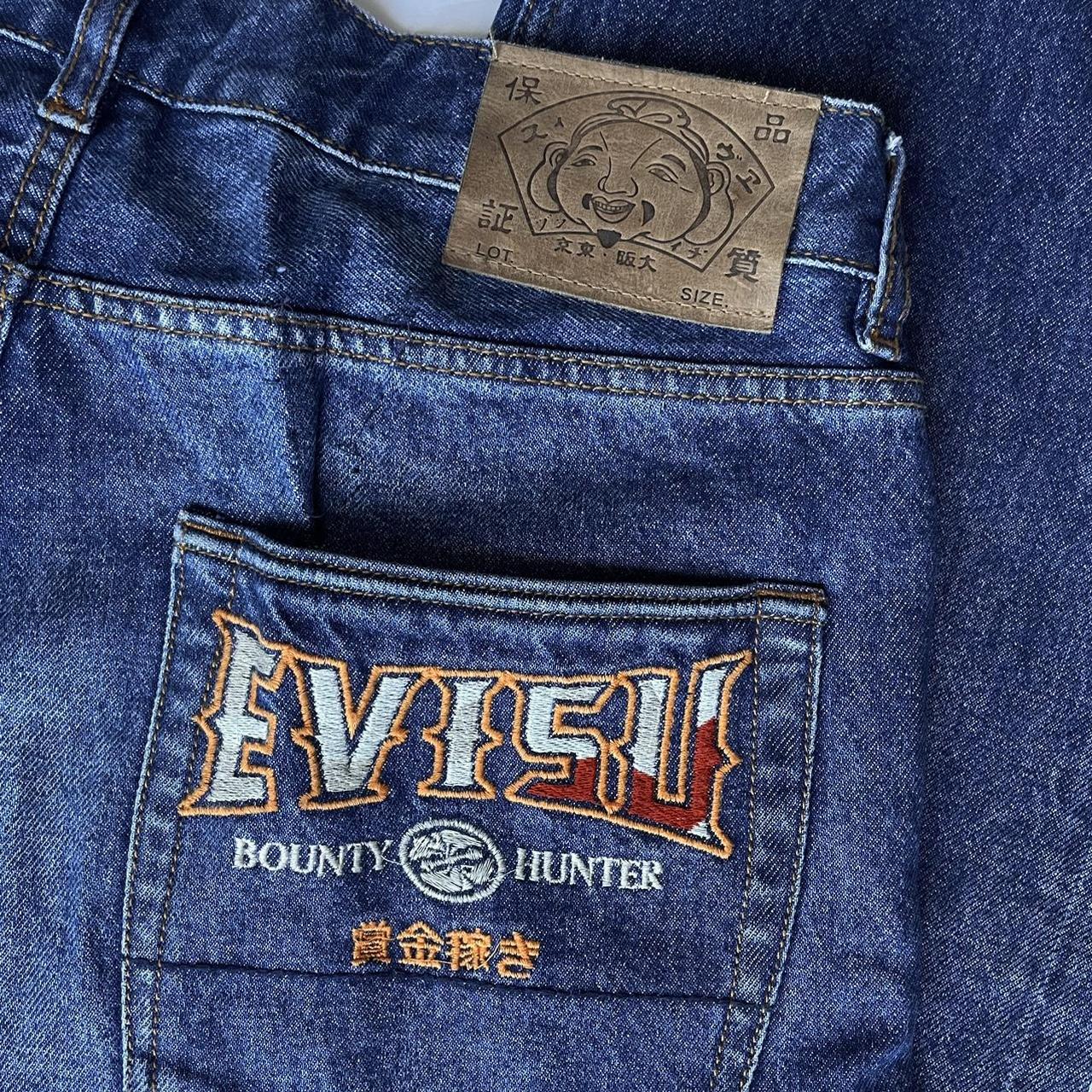 evisu baggy jeans straight leg/loose fitting evisu... - Depop