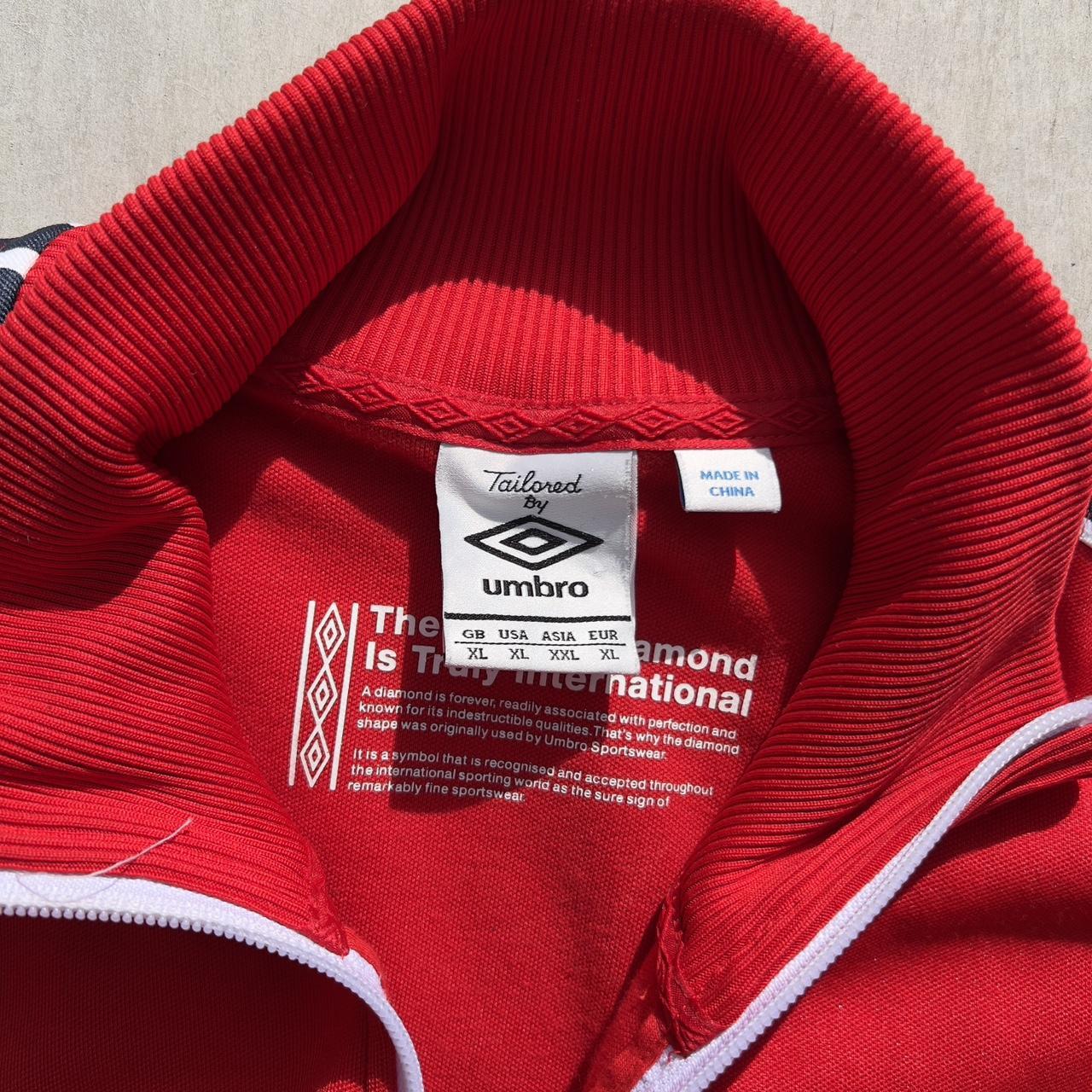 Vintage Umbro red track jacket Tagged XL (fits like... - Depop