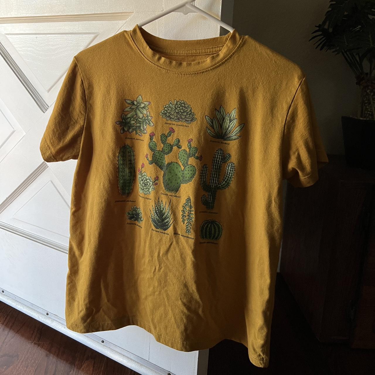 Mustard Yellow Graphic Tee womens small, fits... - Depop