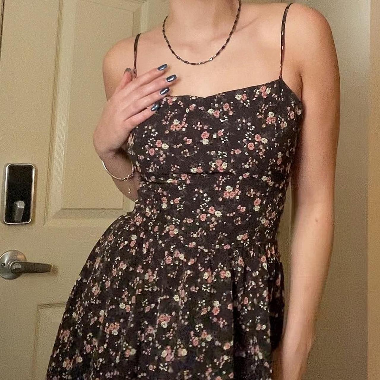 Subdued sundress. Beautiful floral pattern black... - Depop