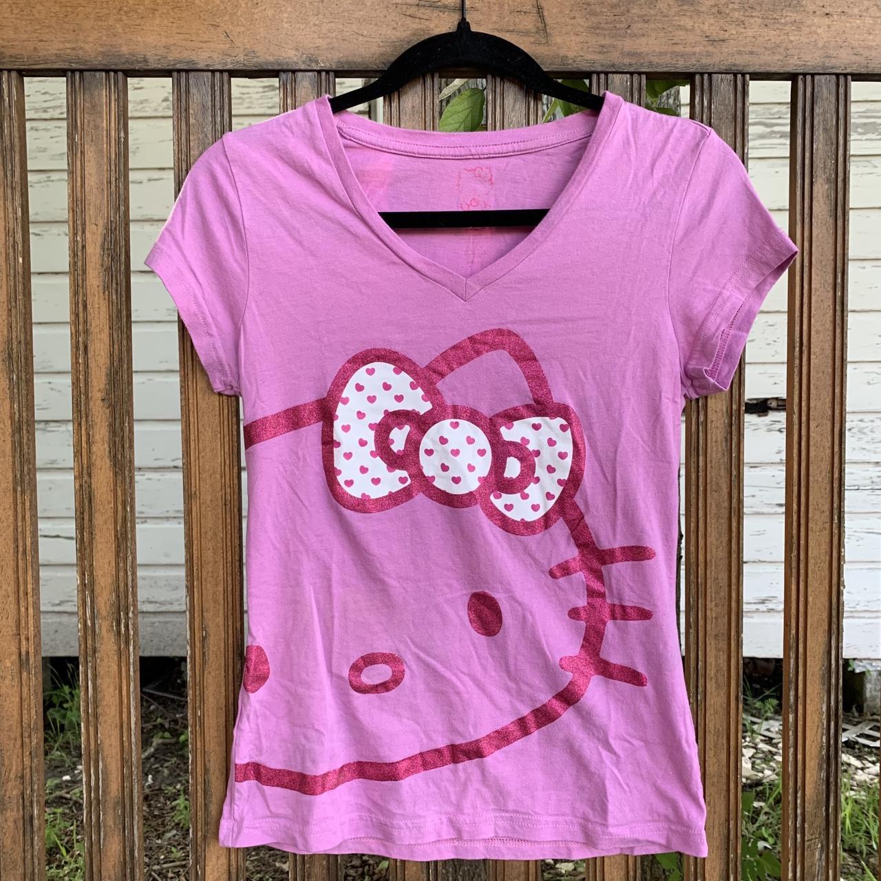 Hello Kitty Women's Pink and White Shirt | Depop