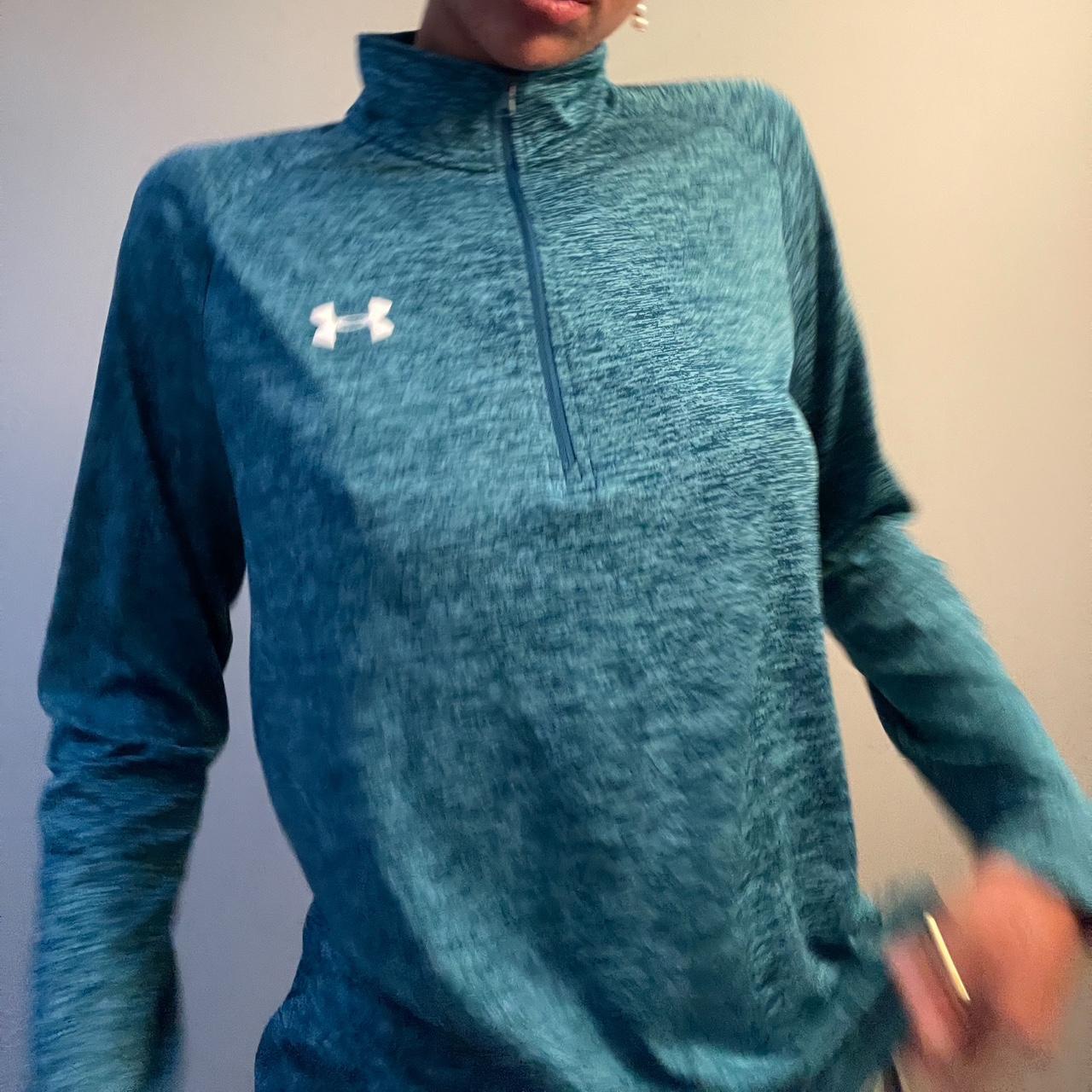 Blue patterned under armour work out jacket with... - Depop