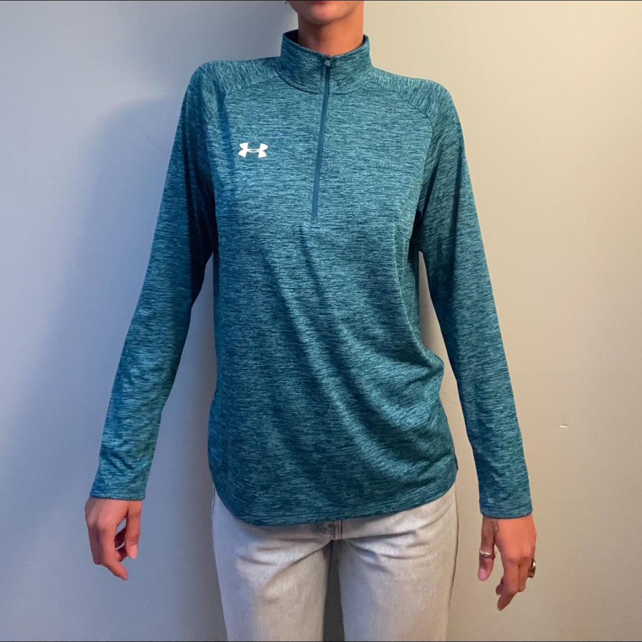 Blue patterned under armour work out jacket with... - Depop