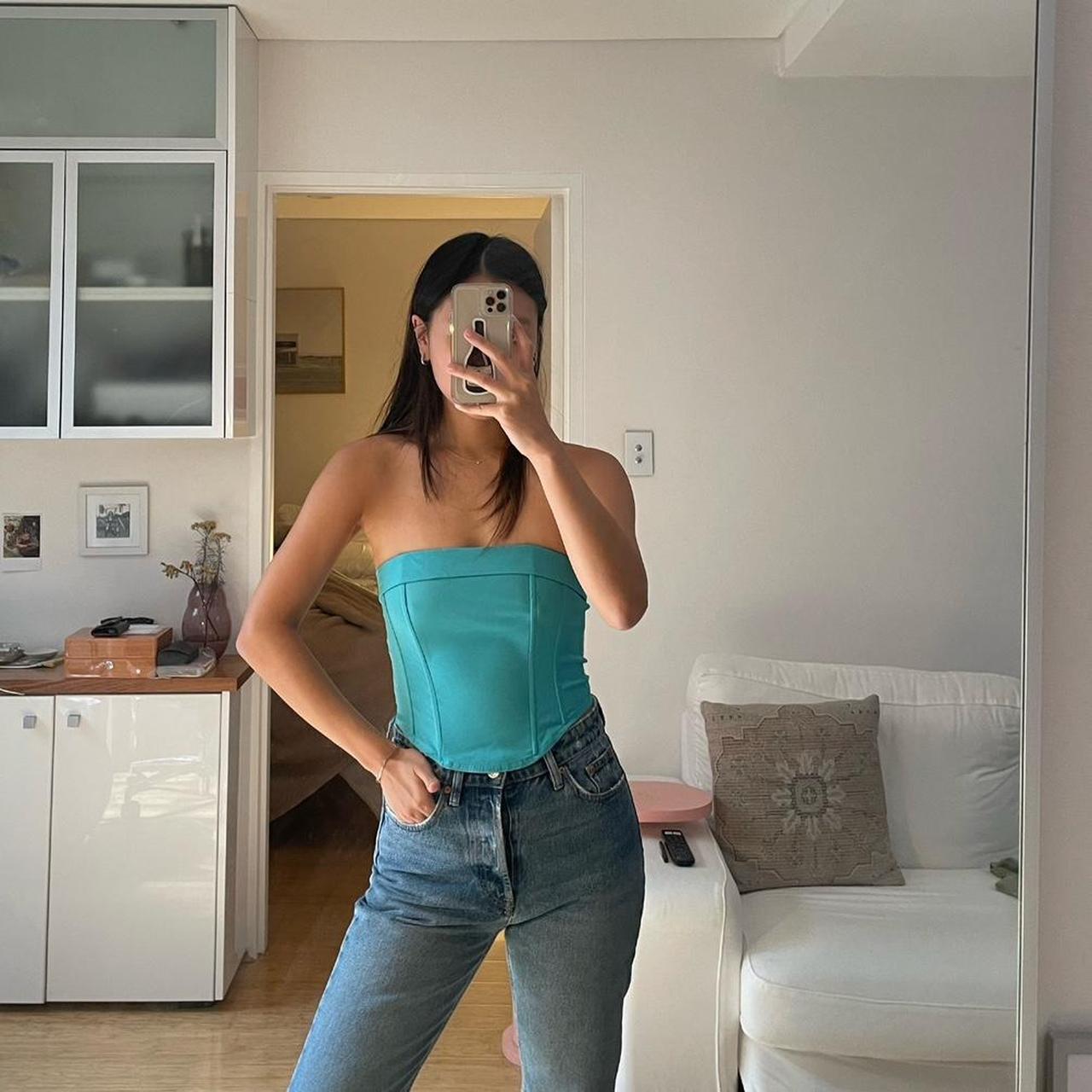 Glassons Turquoise Corset Bustier Size 6 - worn once - Depop