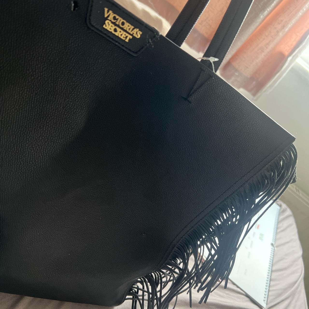 Victoria secret black fringe tote Little hole in top... - Depop