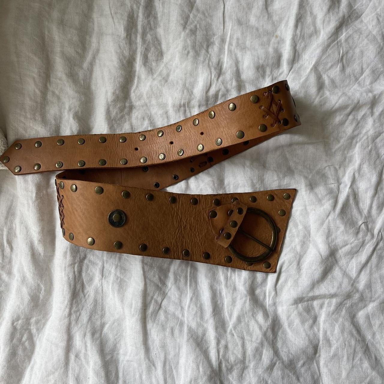 Vintage chunky leather belt - Depop