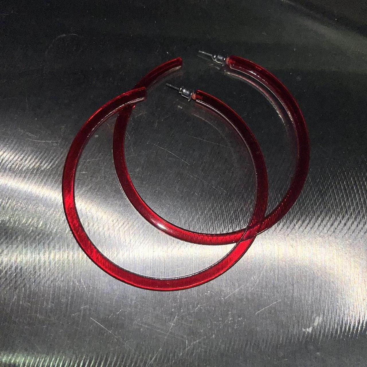 Transparent red hoops (Wore once for a Panty... - Depop