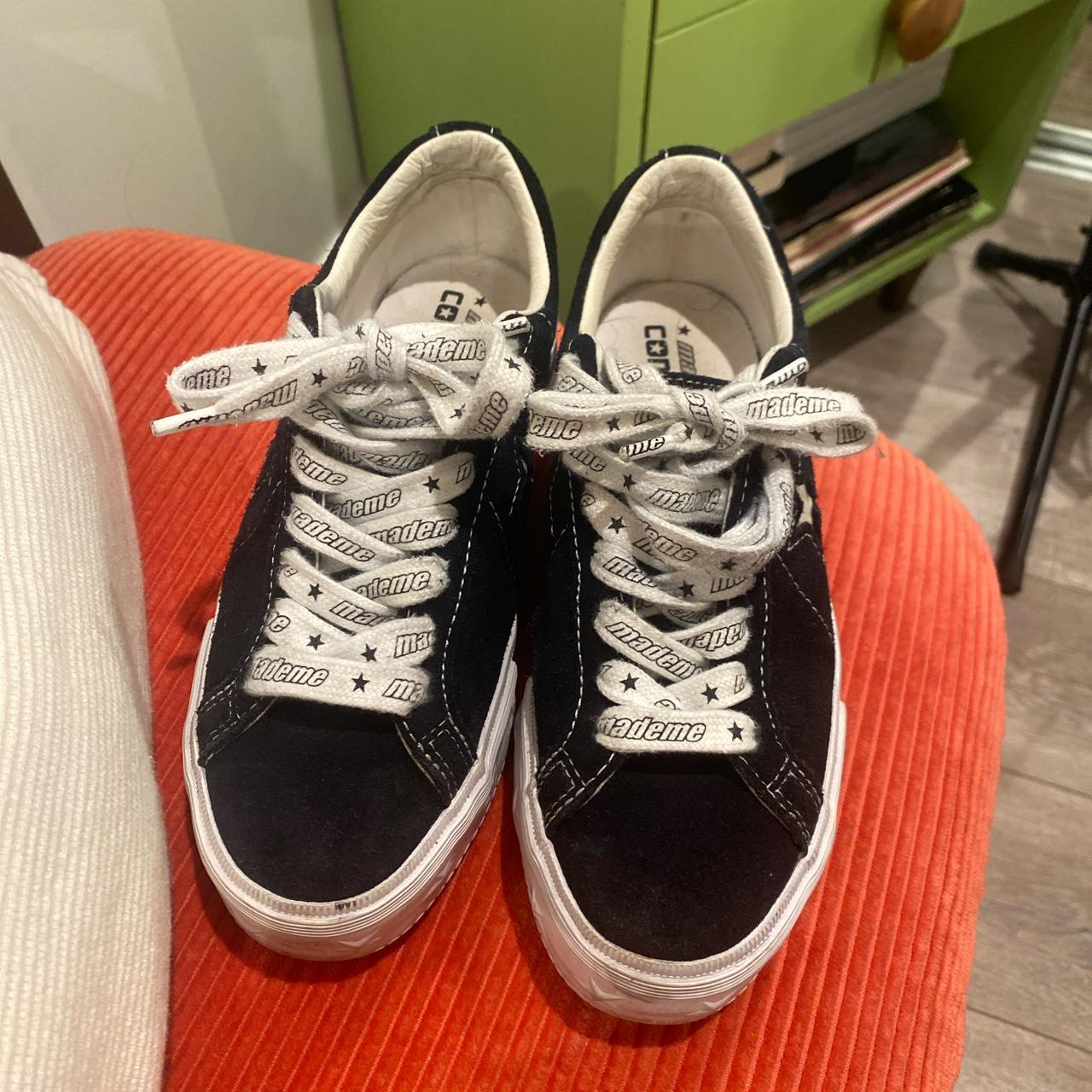 MADEME X CONVERSE PLATFORM black suede US size... - Depop