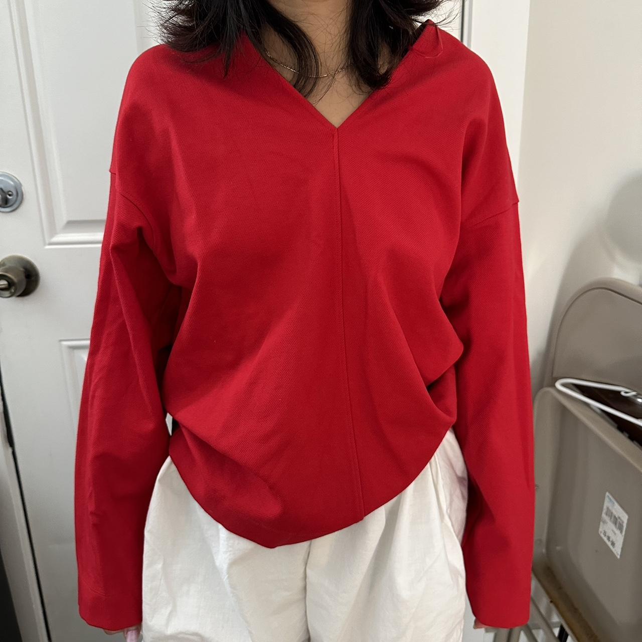 Uniqlo U red sweater Size small Barely... - Depop