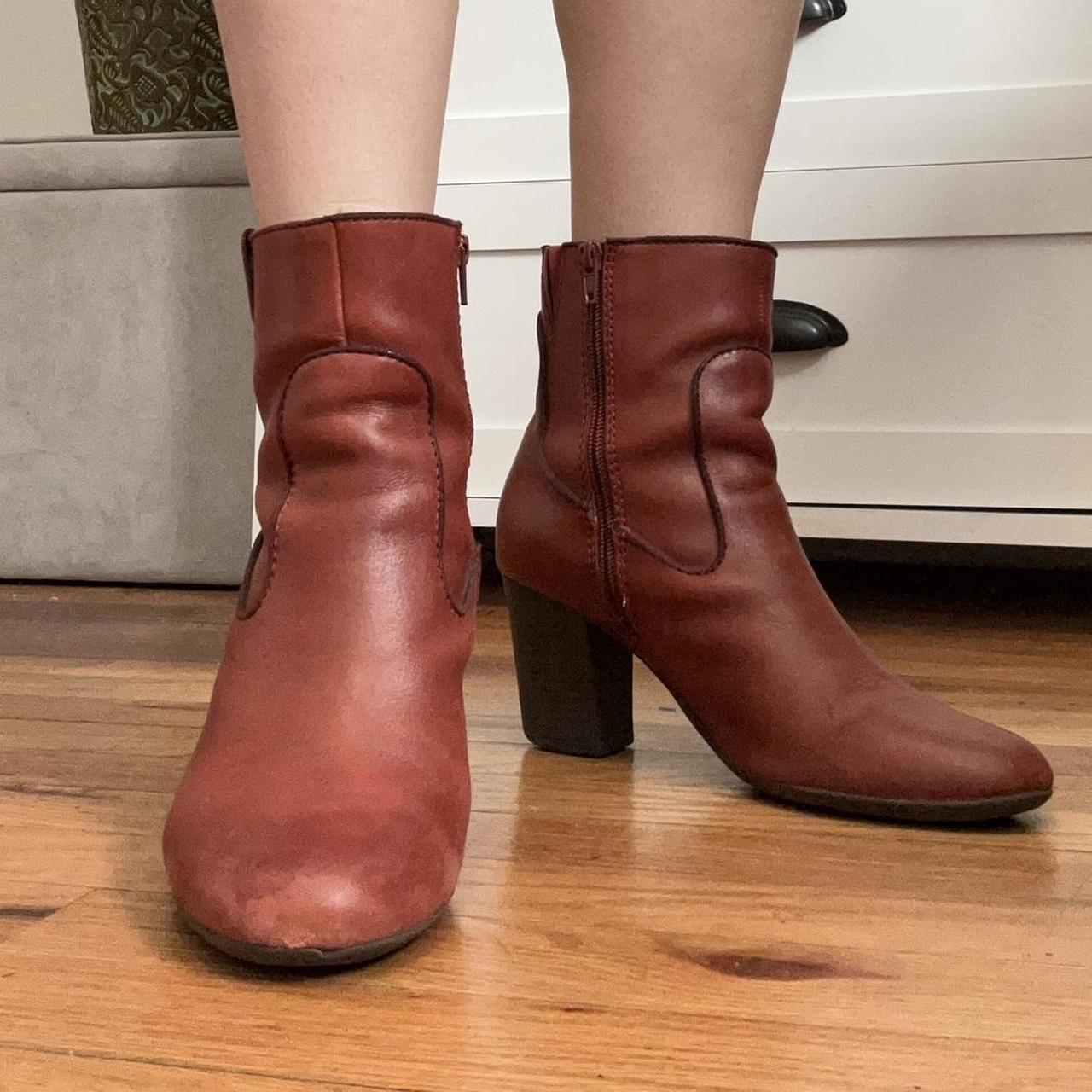 LEATHER RUST ANKLE BOOTS these ankle boots have... - Depop