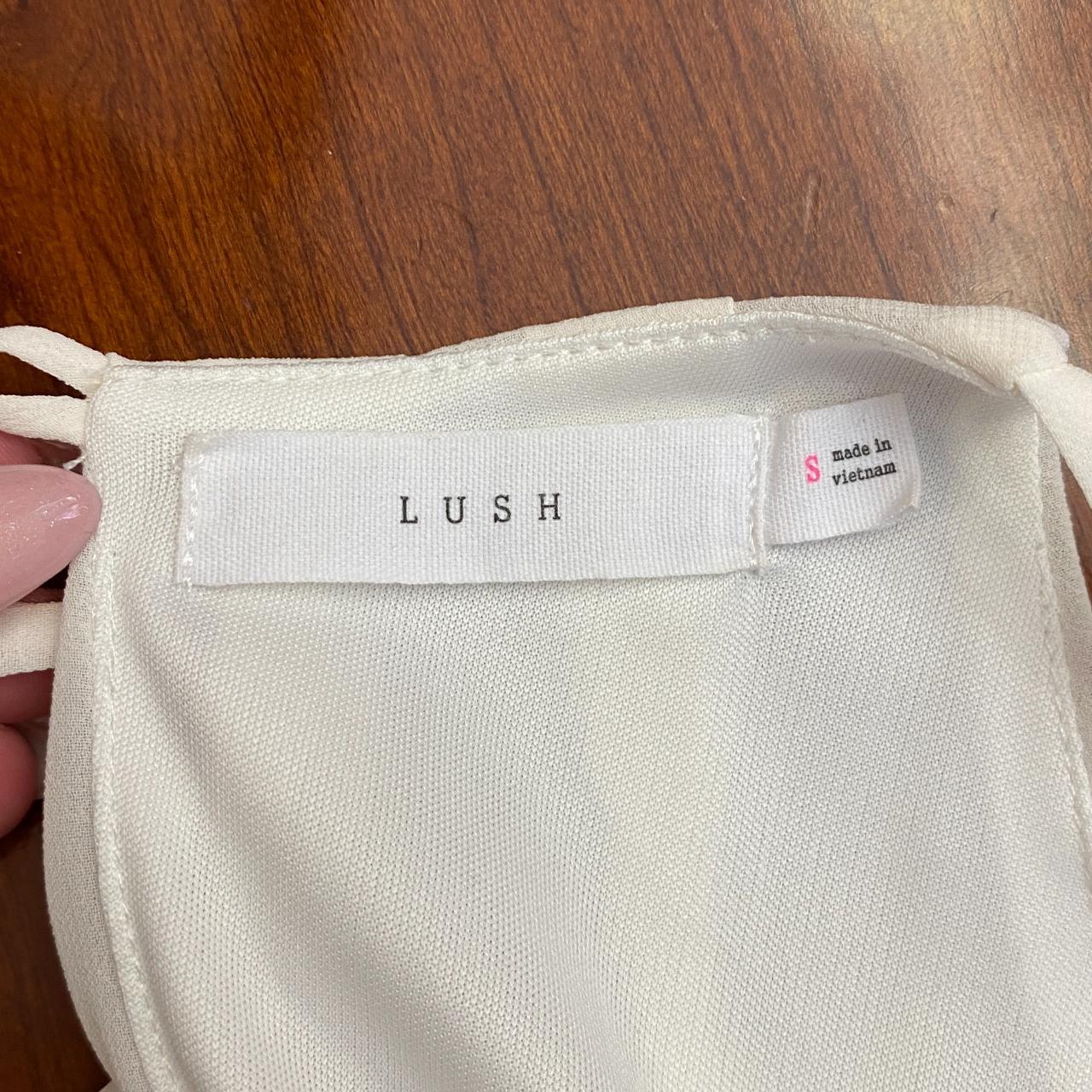 LUSH Clothing Women's White and Cream Dress | Depop