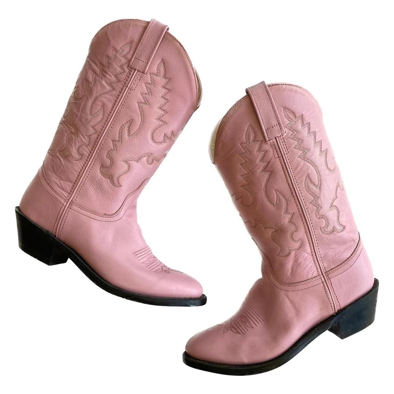 VINTAGE PINK COWBOY BOOTS - COLOR: PINK - LEATHER ... - Depop