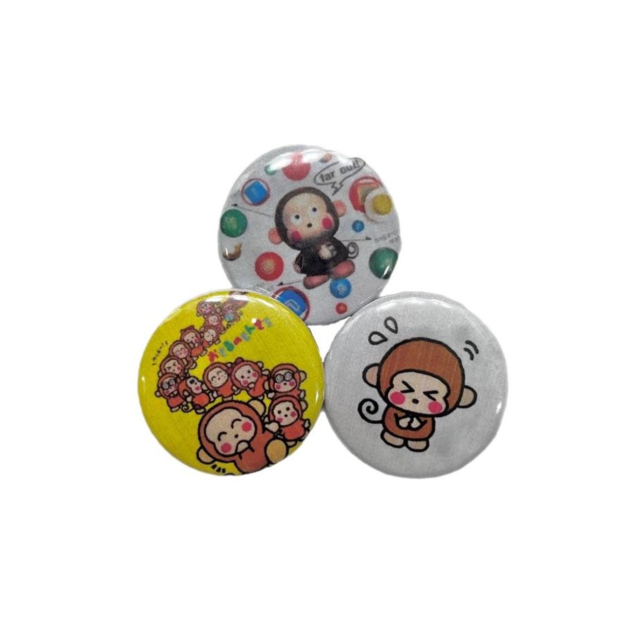osaruno monkichi pins set of 3 1” in diameter... - Depop