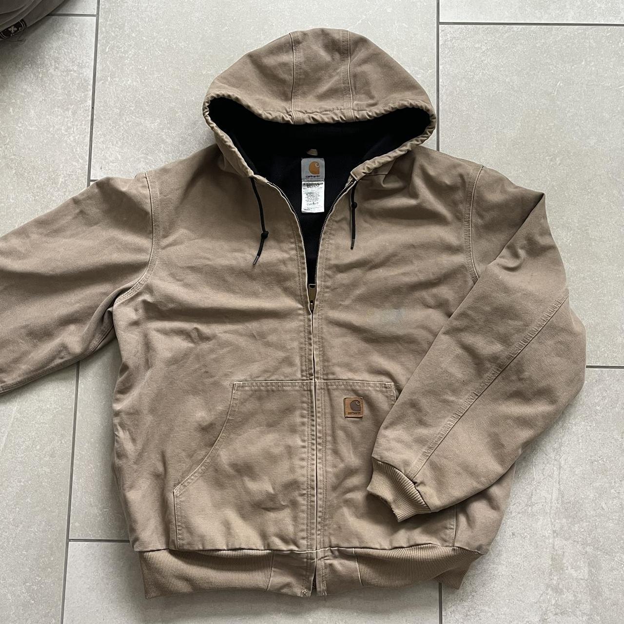 Carhartt workwear jacket Beige, great condition... - Depop