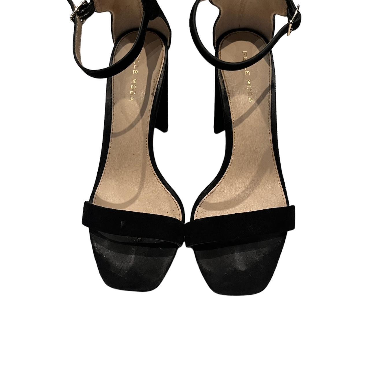 Pelle moda black open toed suede high heel. Size... - Depop