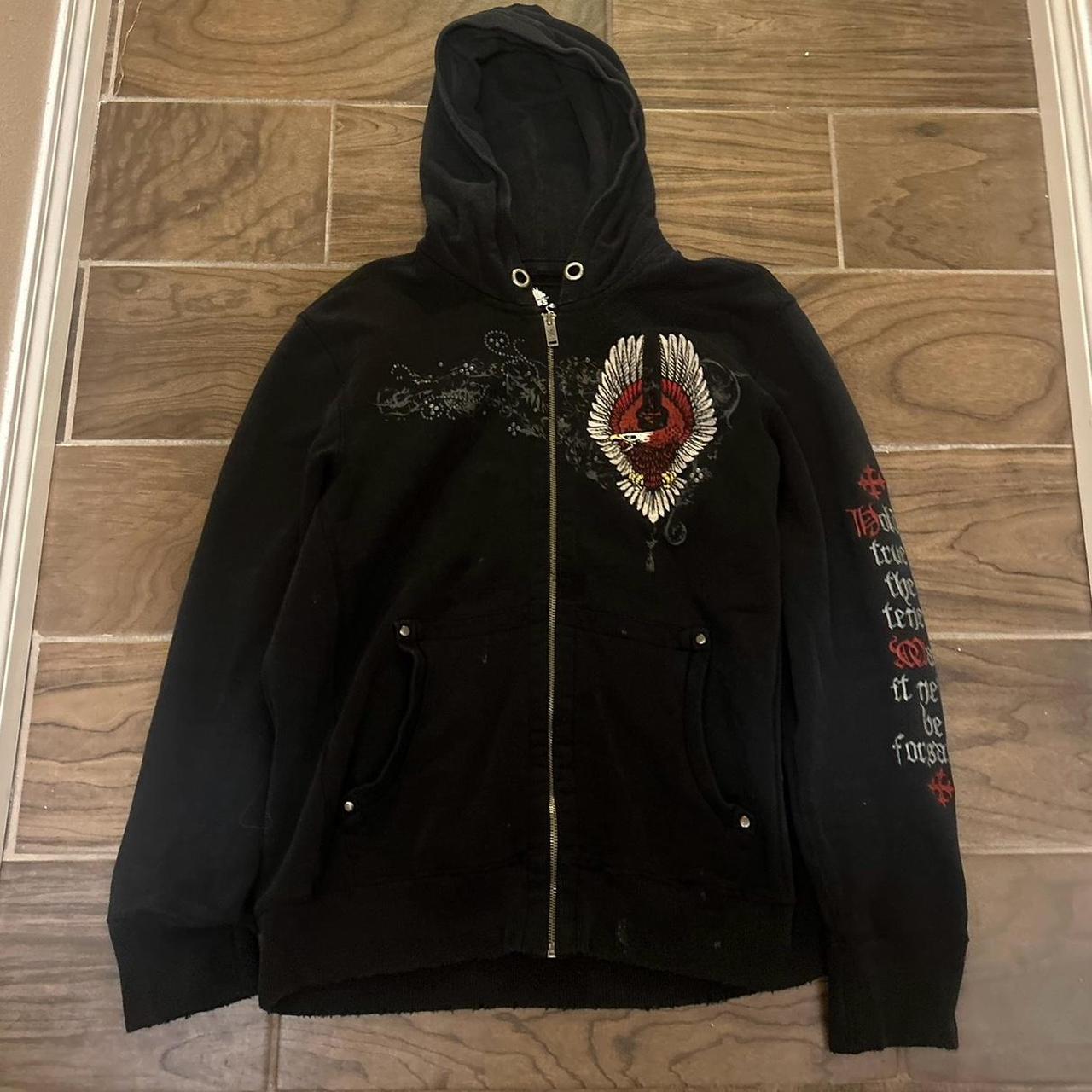 Rare Y2K Emo Eagle Vindicated Zip Up -Size... - Depop