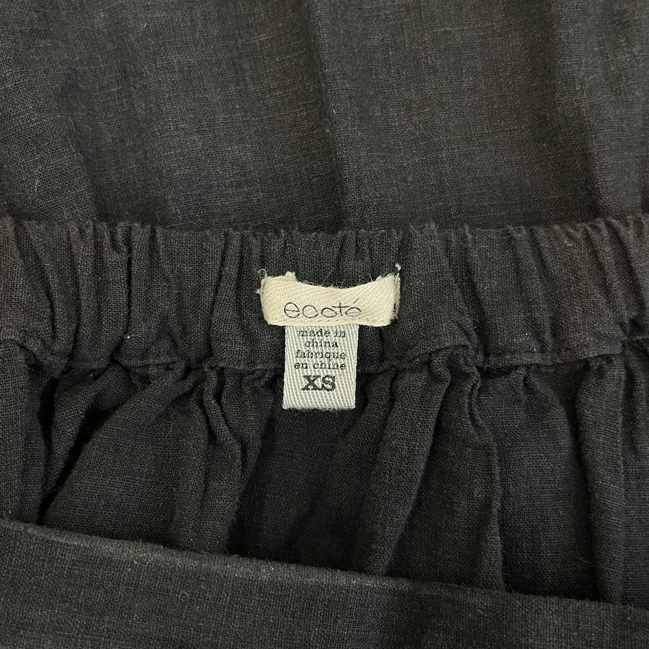 ecoté black drapey linen material boho skirt with... - Depop